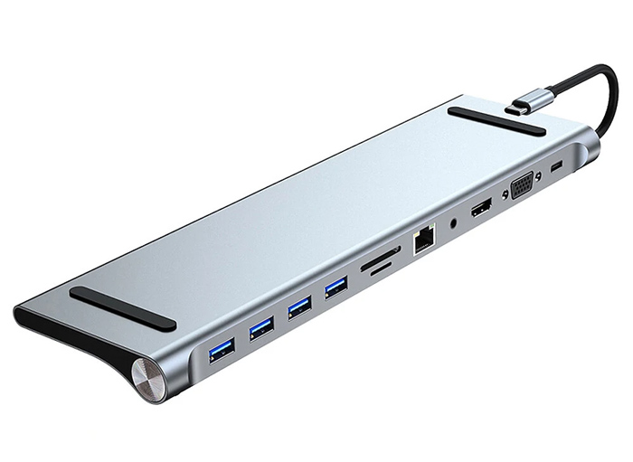 POWERTECH docking station BYL-2003, 11 θυρών, βάση laptop, γκρι ...